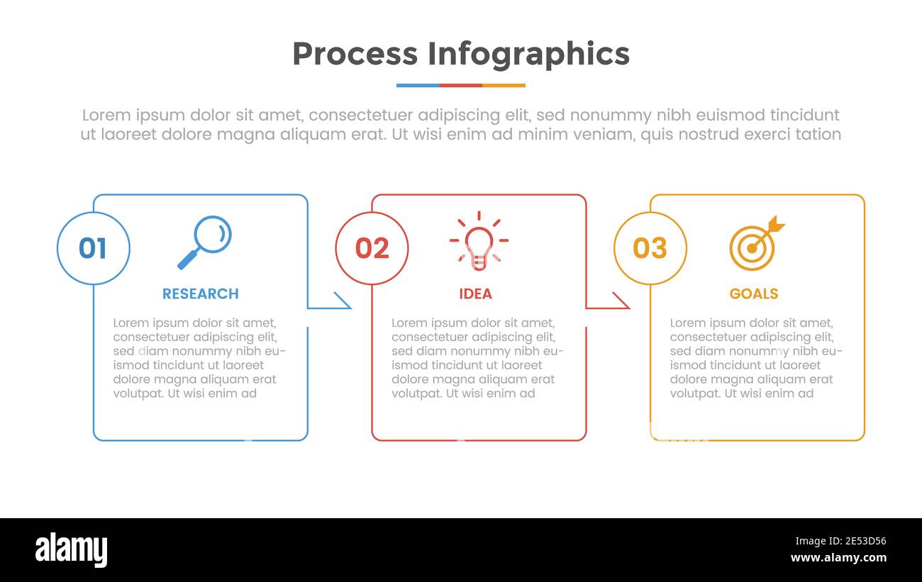 process infographic with 3 list point and modern flat style template ...