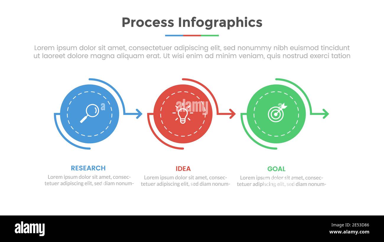 process infographic with 3 list point and modern flat style template ...