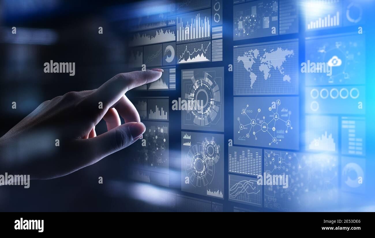 Applications icons on virtual screen, technology, development ...