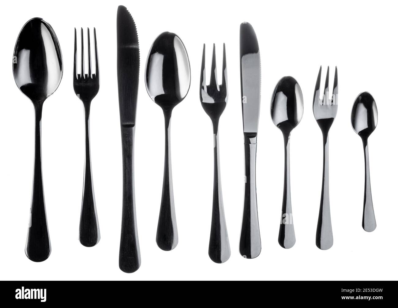 Set of silverware isolated on white background Stock Photo - Alamy