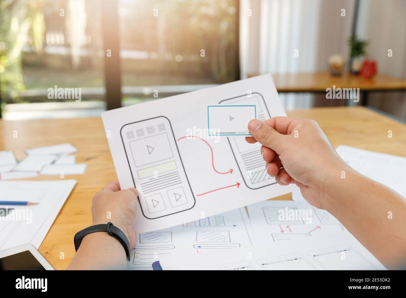 Graphic Designers Work Together With Ux Ui Designer Planning Application Template Layout