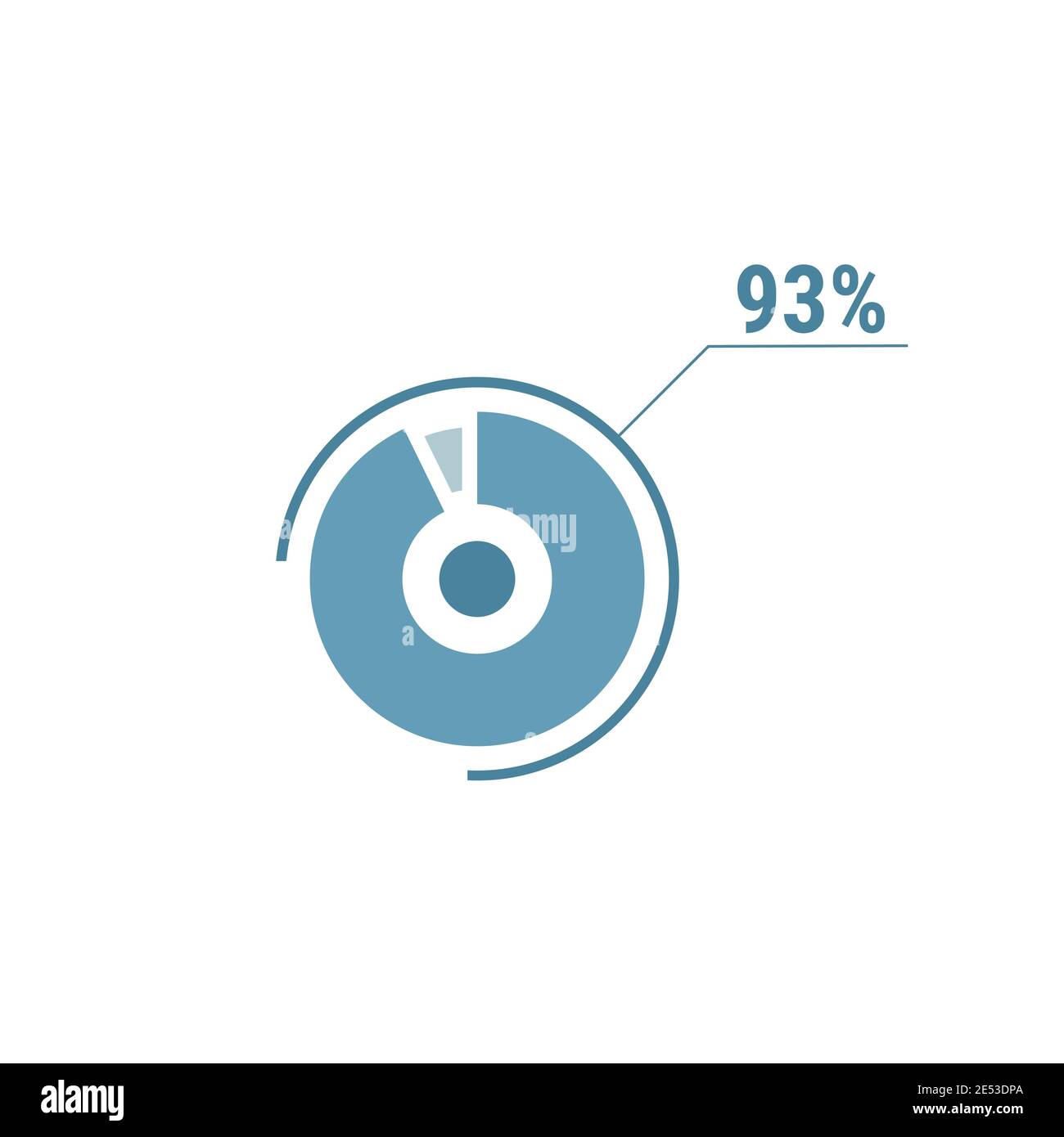 Ninety three percent chart pie, 93 percent circle diagram, vector ...