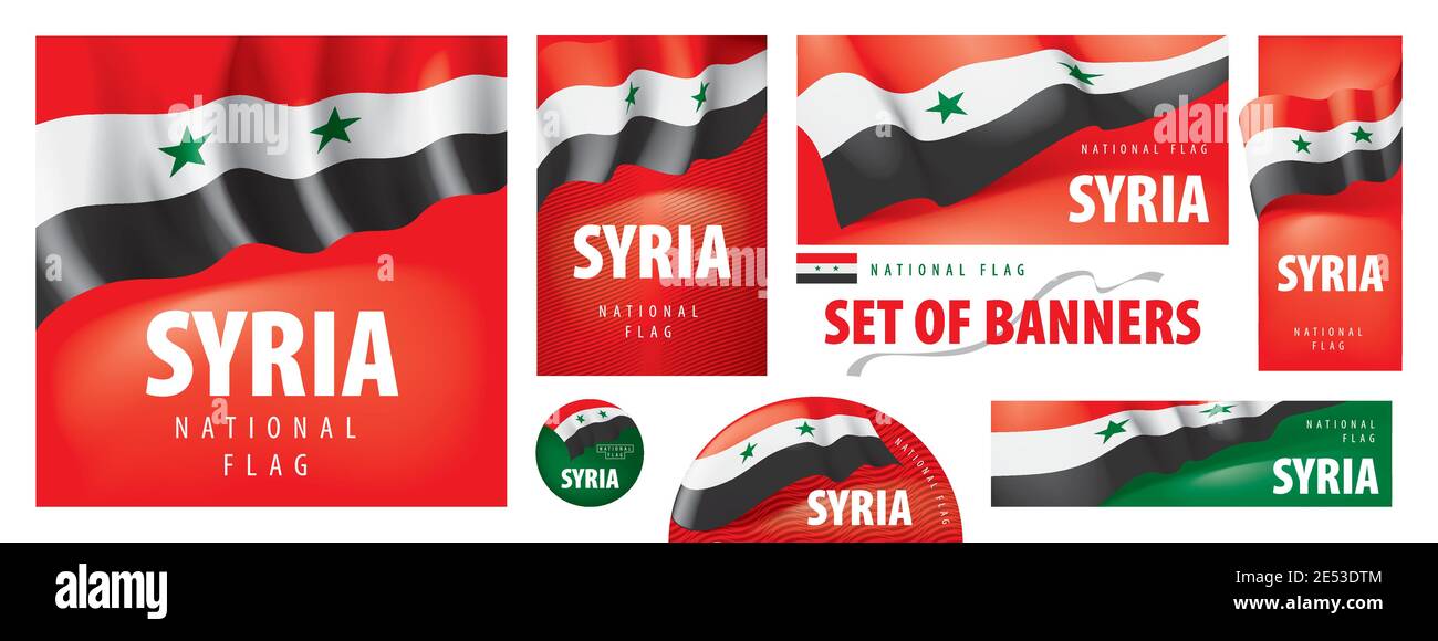 Vector set of banners with the national flag of the Syria Stock Vector ...