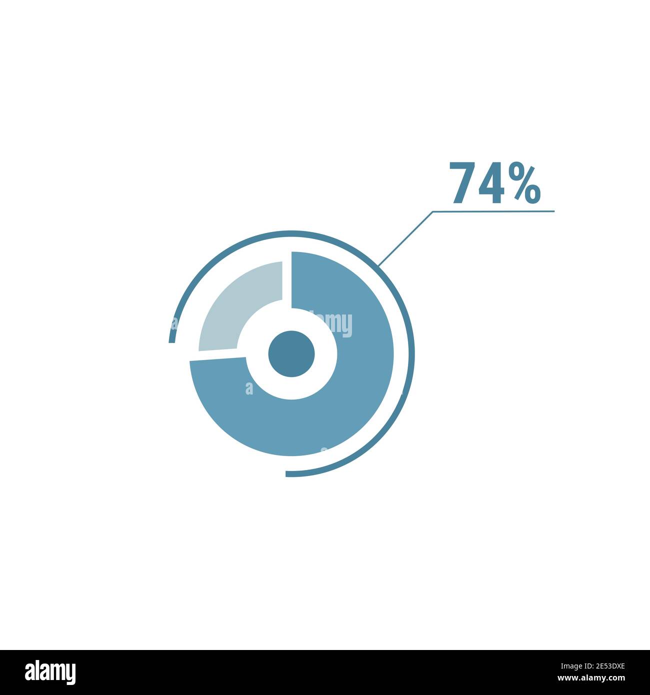 74 seventy four percent vector circle chart, percentage diagram graph ...
