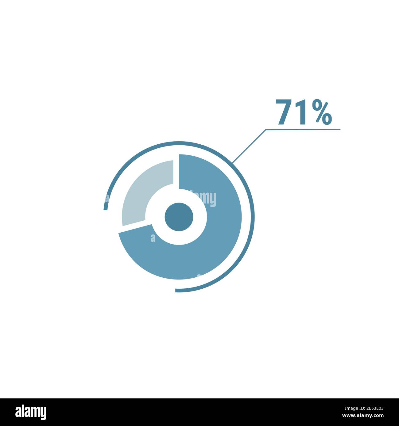 71 seventy one percent vector circle chart, percentage diagram graph ...