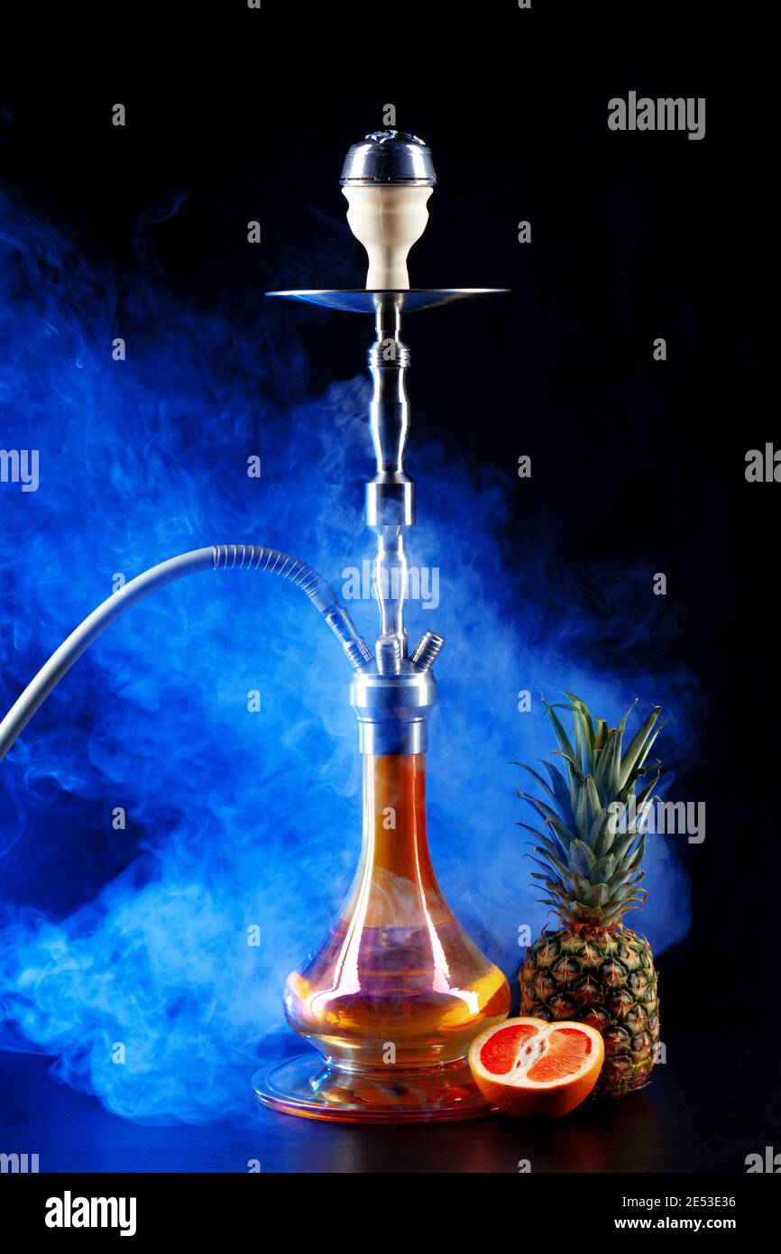 Fruit flavor hookah isolated on black background Stock Photo - Alamy