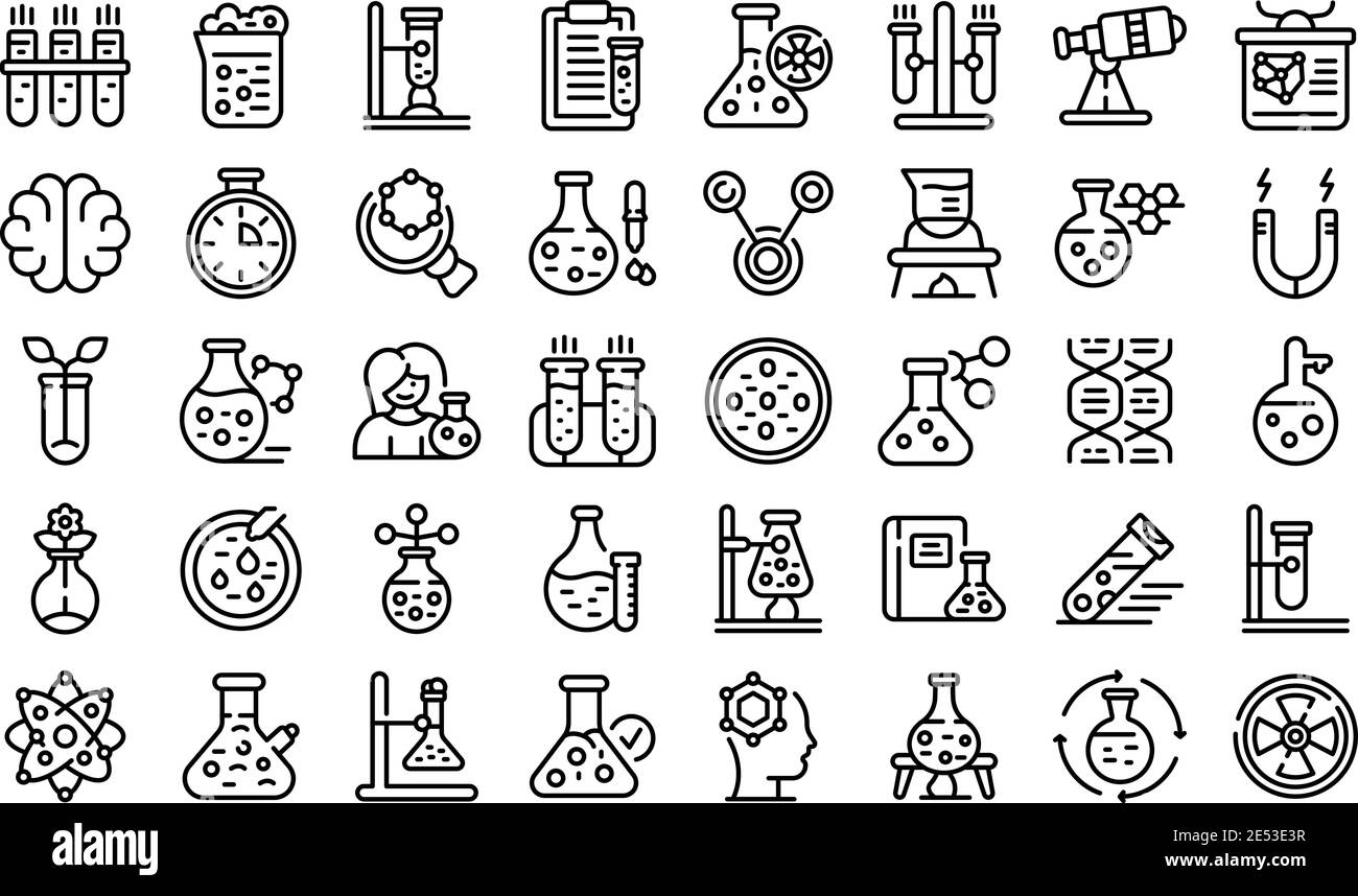 Research scientist icons set. Outline set of research scientist vector ...