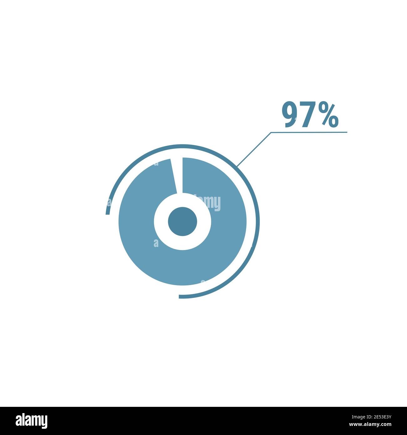 Ninety seven percent chart pie, 97 percent circle diagram, vector ...
