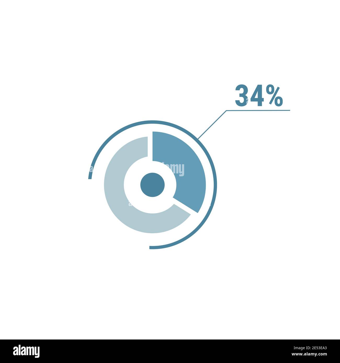 Thirty four percent chart, 34 percentage diagram. Vector circle chart ...