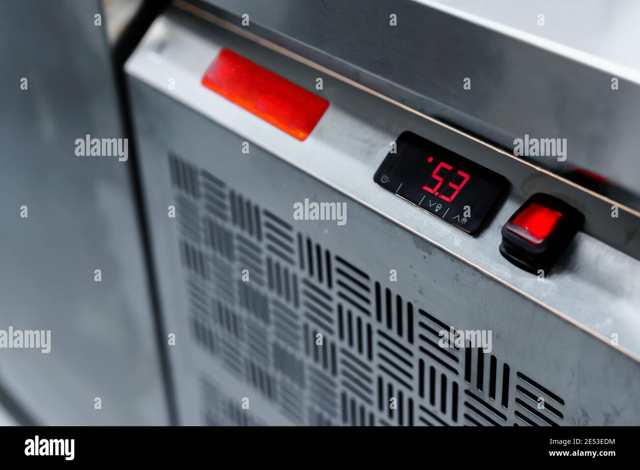 Commercial kitchen appliance temperature controls close up Stock Photo ...