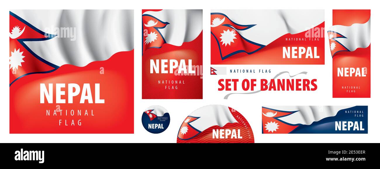 Vector set of banners with the national flag of the Nepal Stock Vector ...