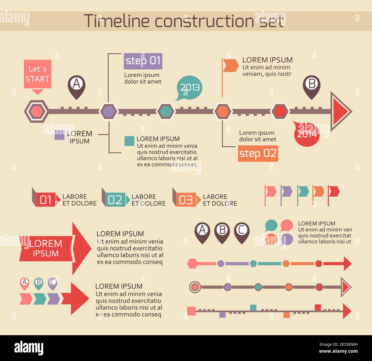 Presentation timeline chart design elements vector illustration Stock ...