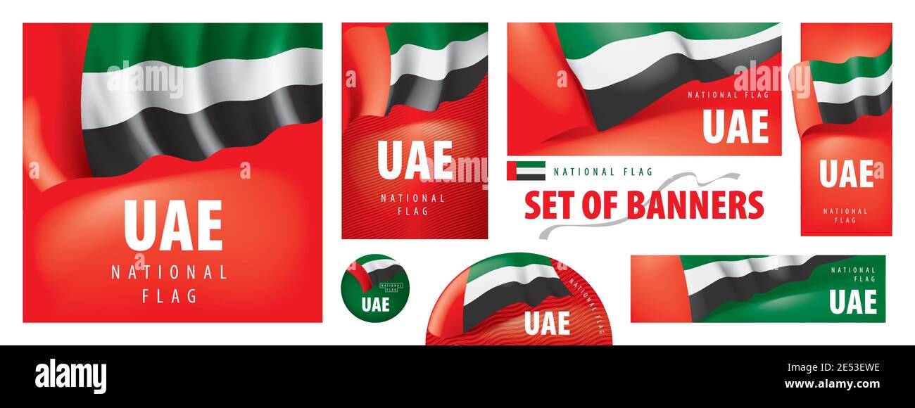 Vector set of banners with the national flag of the United Arab ...