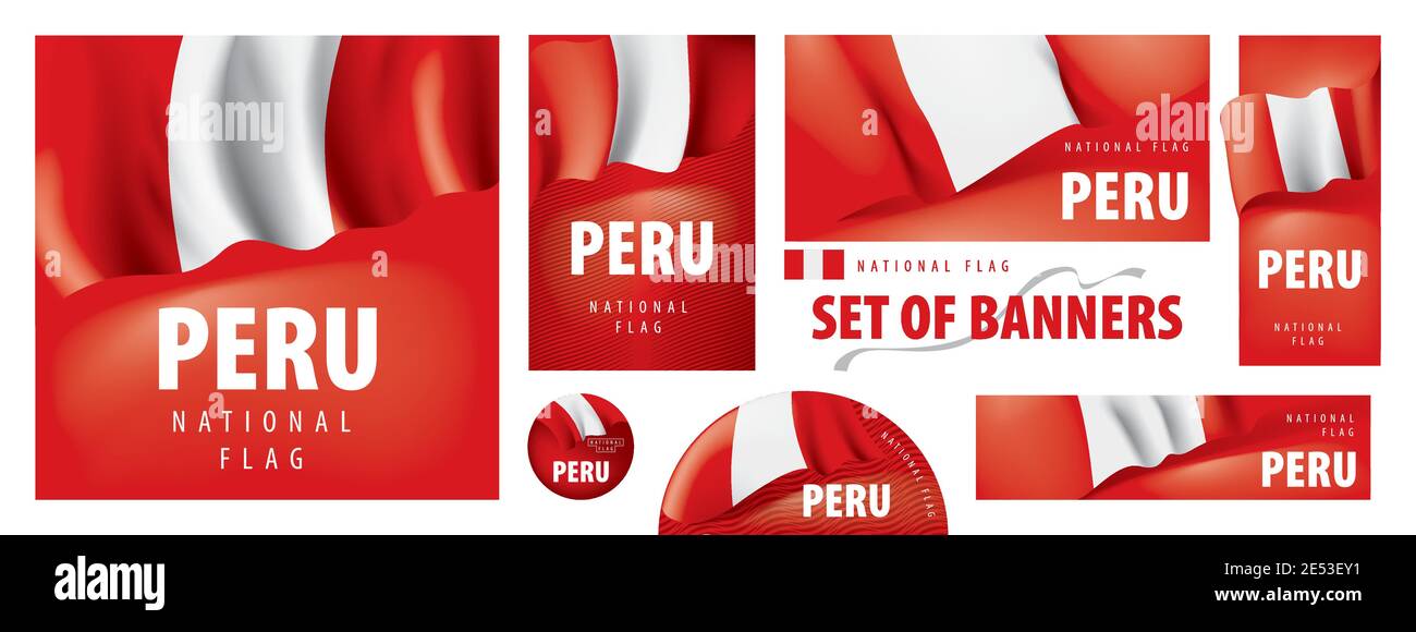 Vector set of banners with the national flag of the Peru Stock Vector ...