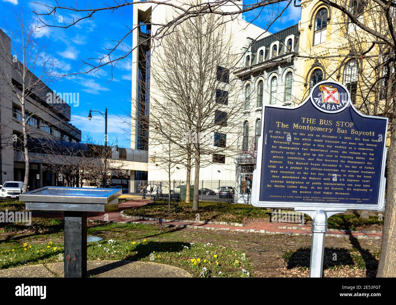 Montgomery, Alabama, USA - January 28, 2017: Commemorative markers in ...