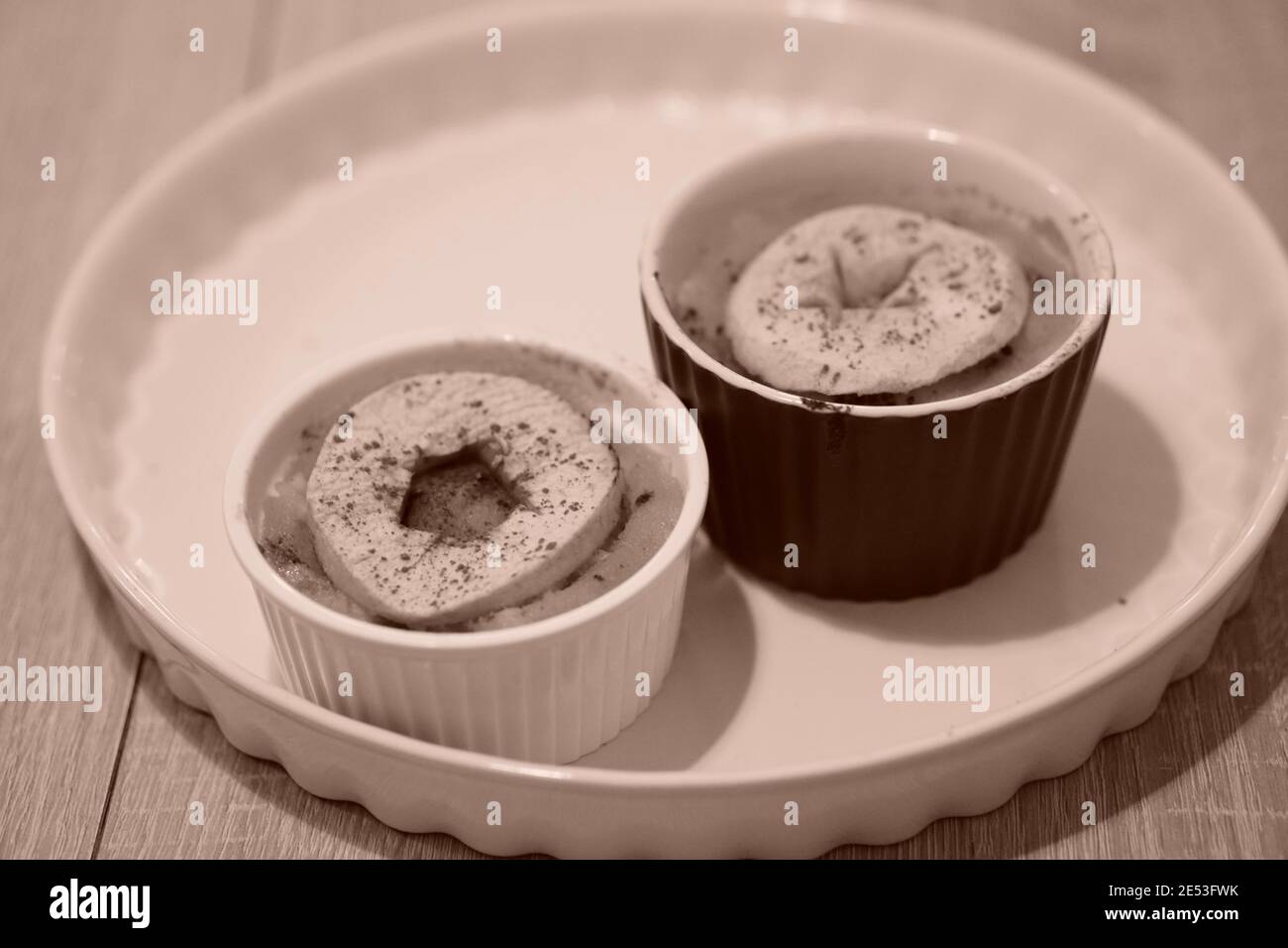 Selective focus shot of delicious homemade apple and rice pudding in ...