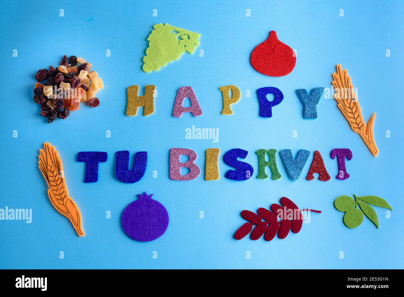 Tu Bishvat greeting card, poster. Jewish holiday, new year of trees ...
