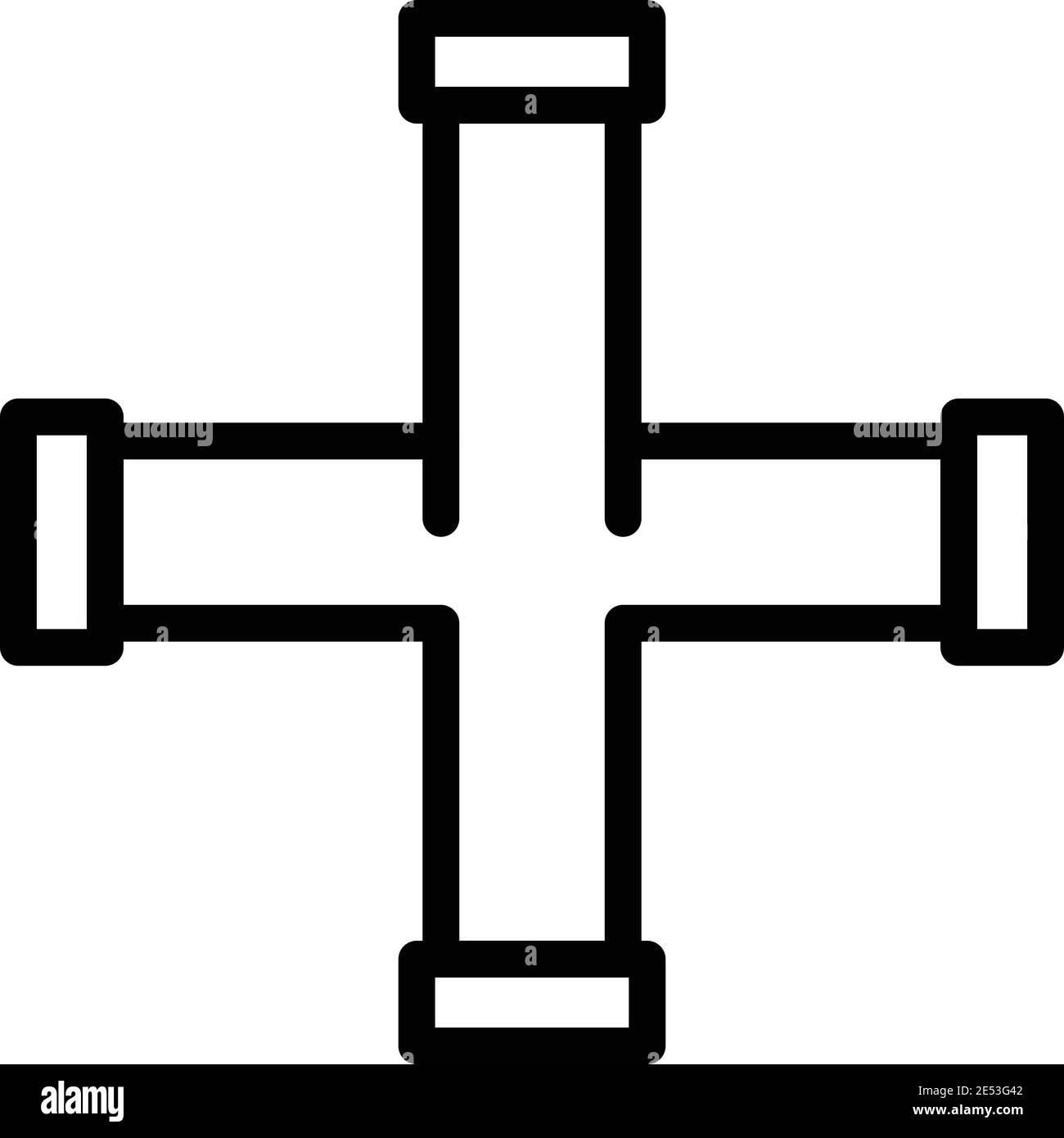 Cross pipe icon. Outline cross pipe vector icon for web design isolated ...