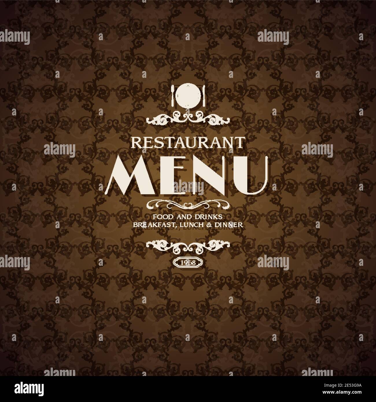 Restaurant cafe menu cover template with cooking elements vector ...