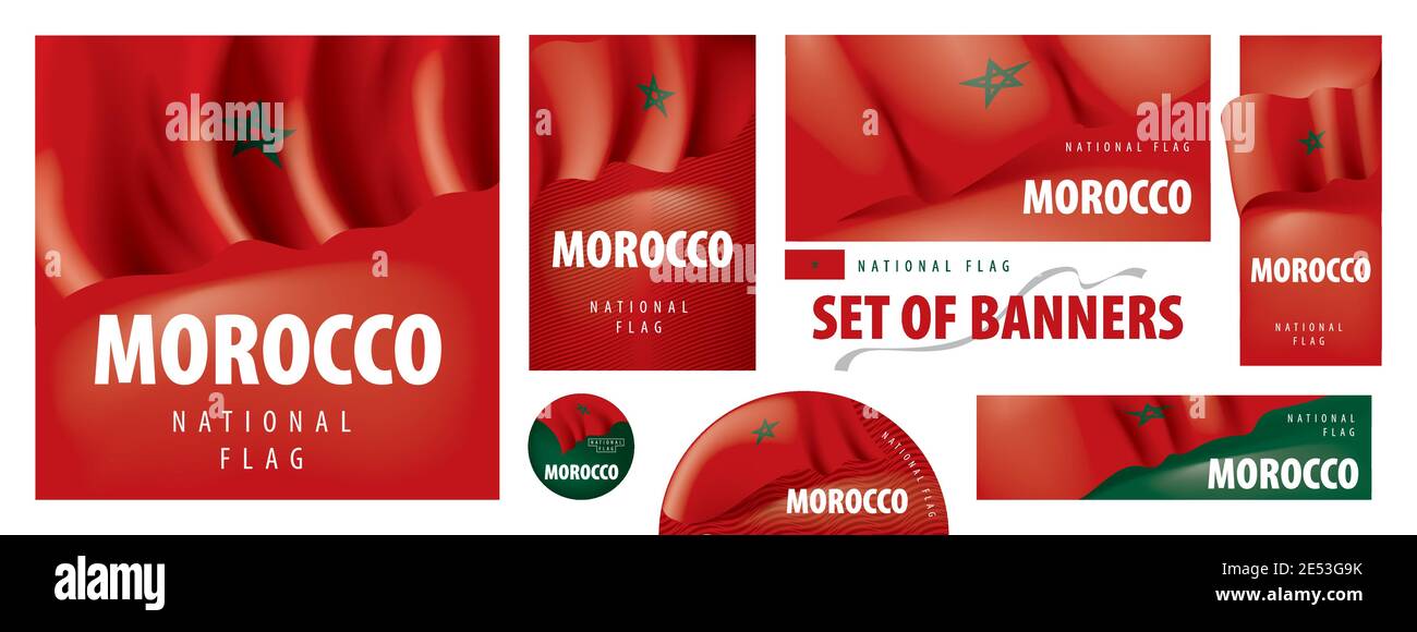 Vector set of banners with the national flag of the Morocco Stock ...