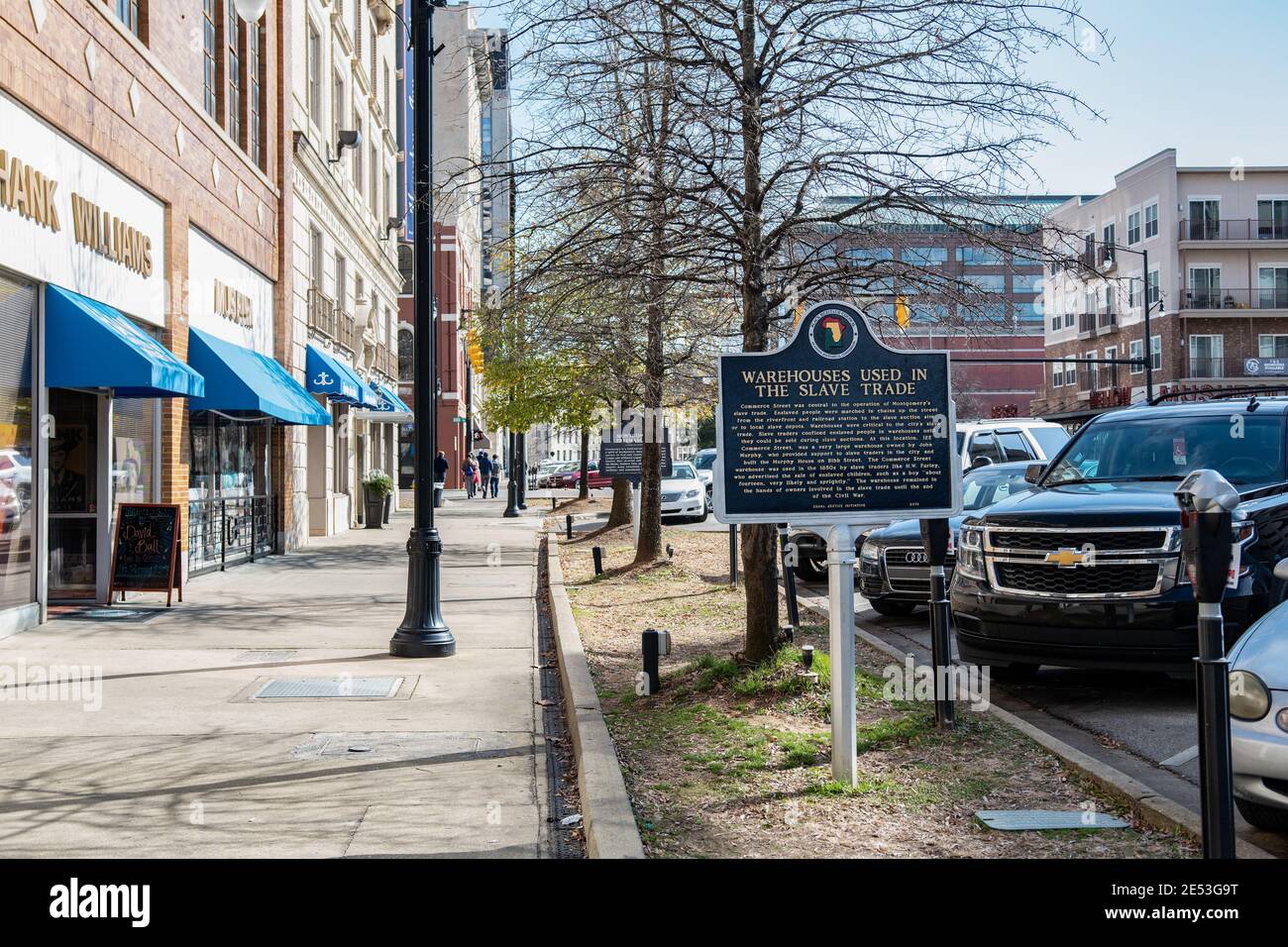 Montgomery, Alabama/USA-January 20, 2018: Historic marker on Commerce ...