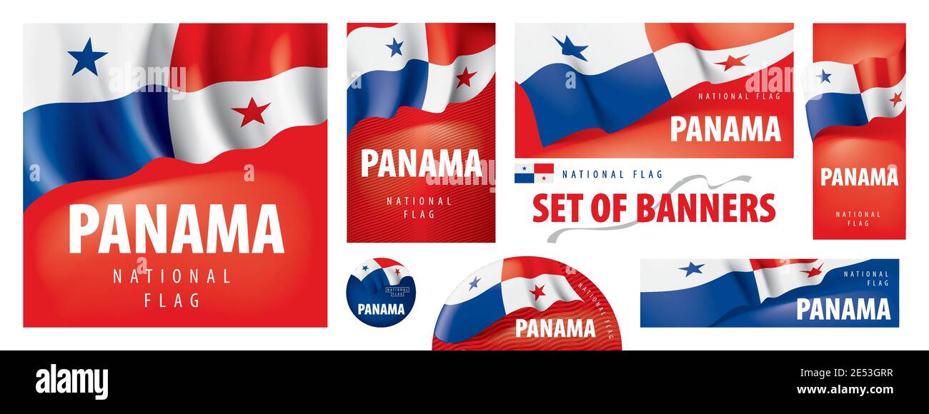 Vector set of banners with the national flag of the Panama Stock Vector ...