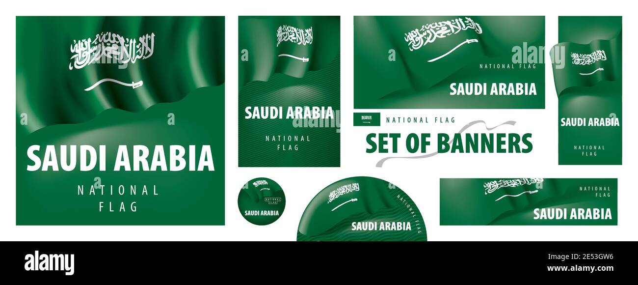Vector set of banners with the national flag of the Saudi Arabia Stock ...