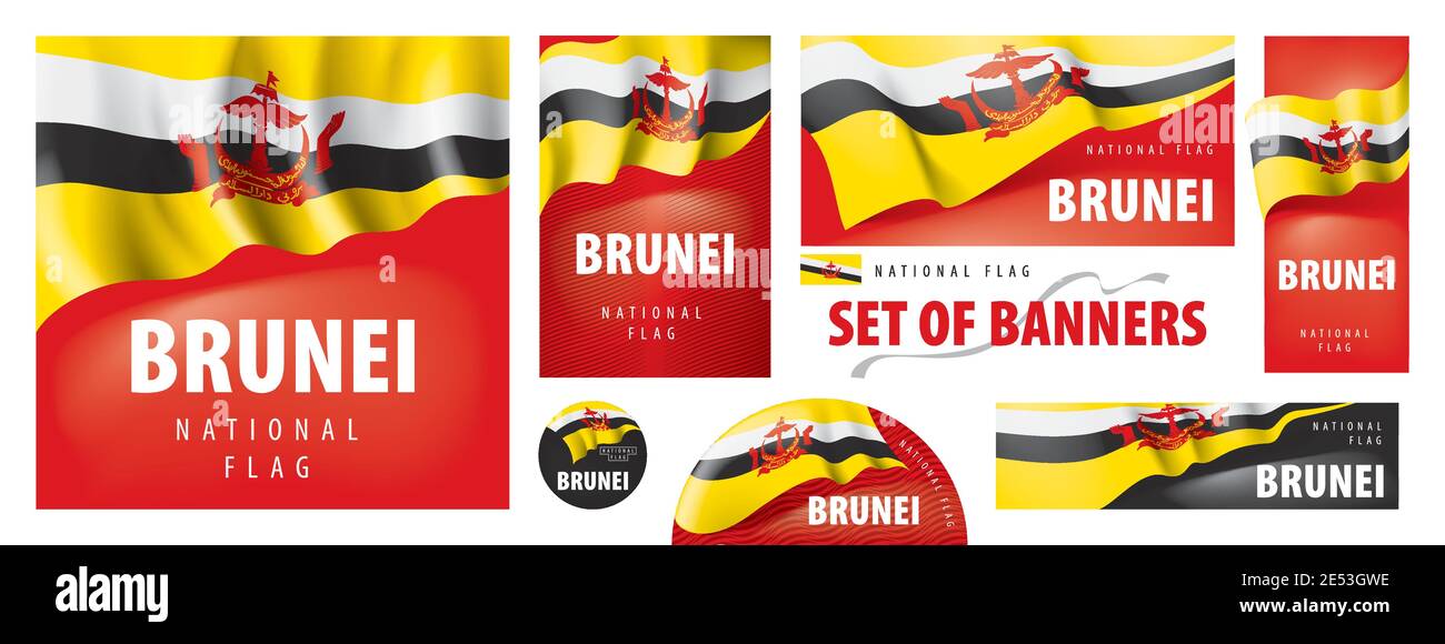 Vector set of banners with the national flag of the Brunei Stock Vector ...