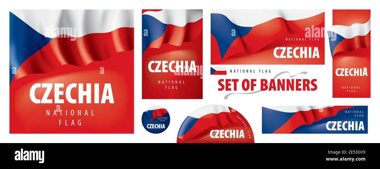 Vector set of banners with the national flag of the Czechia Stock ...
