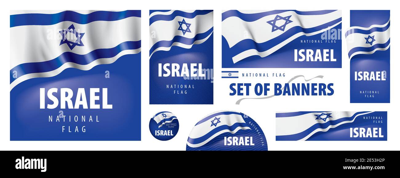Vector set of banners with the national flag of the Israel Stock Vector ...