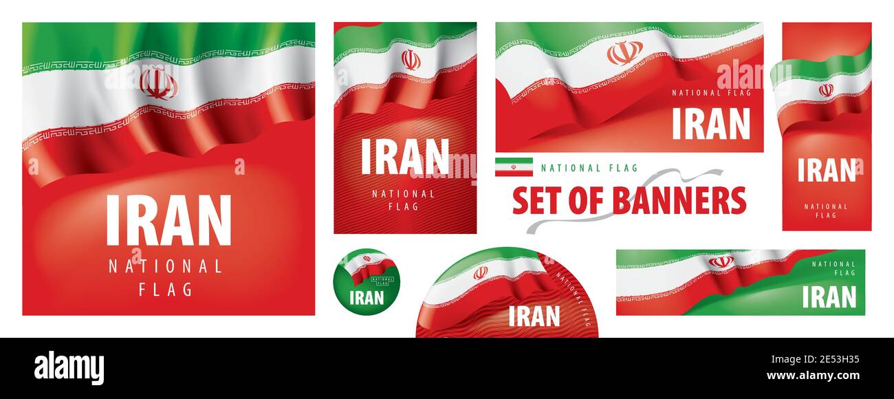 Vector set of banners with the national flag of the Iran Stock Vector ...