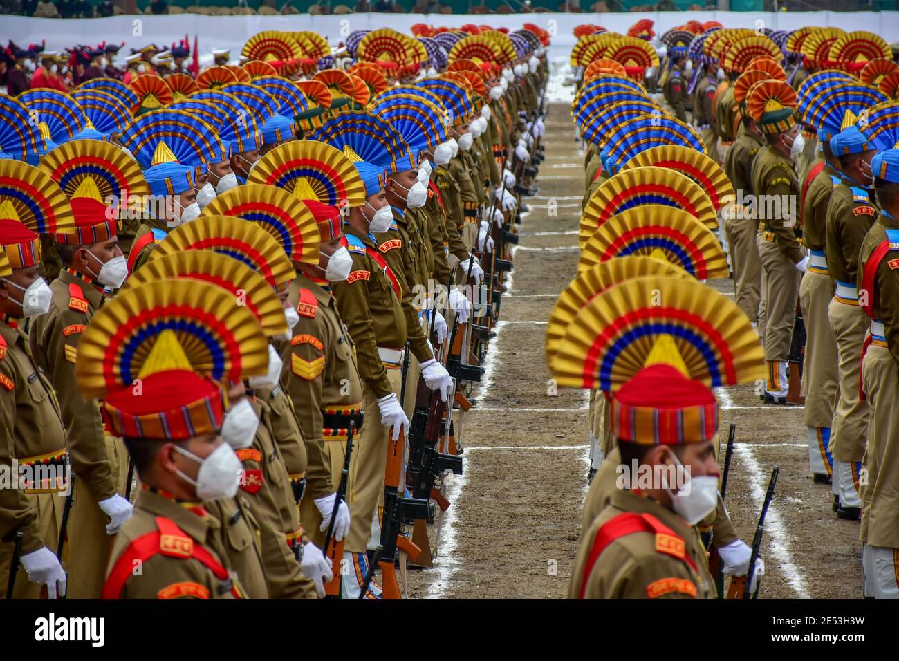 A contingent of Indian policemen stand in formation during India's ...