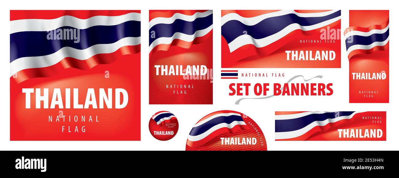 Vector set of banners with the national flag of the Thailand Stock ...