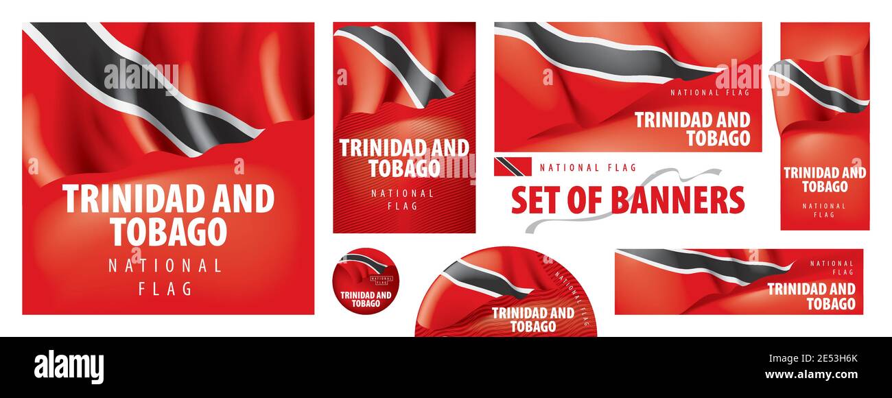 Vector set of banners with the national flag of the Trinidad and Tobago ...
