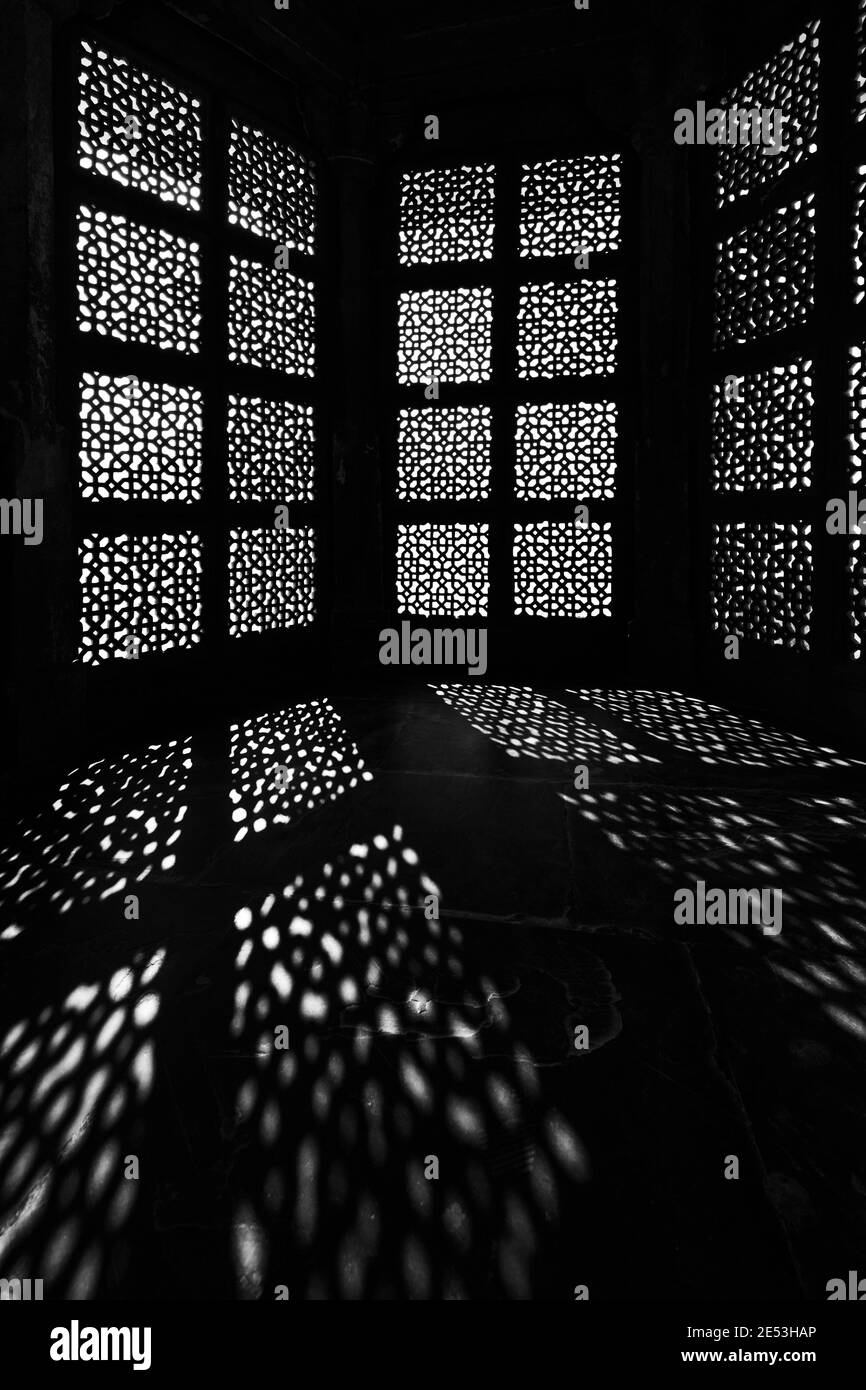 Light shining through stone window grill; India Stock Photo - Alamy