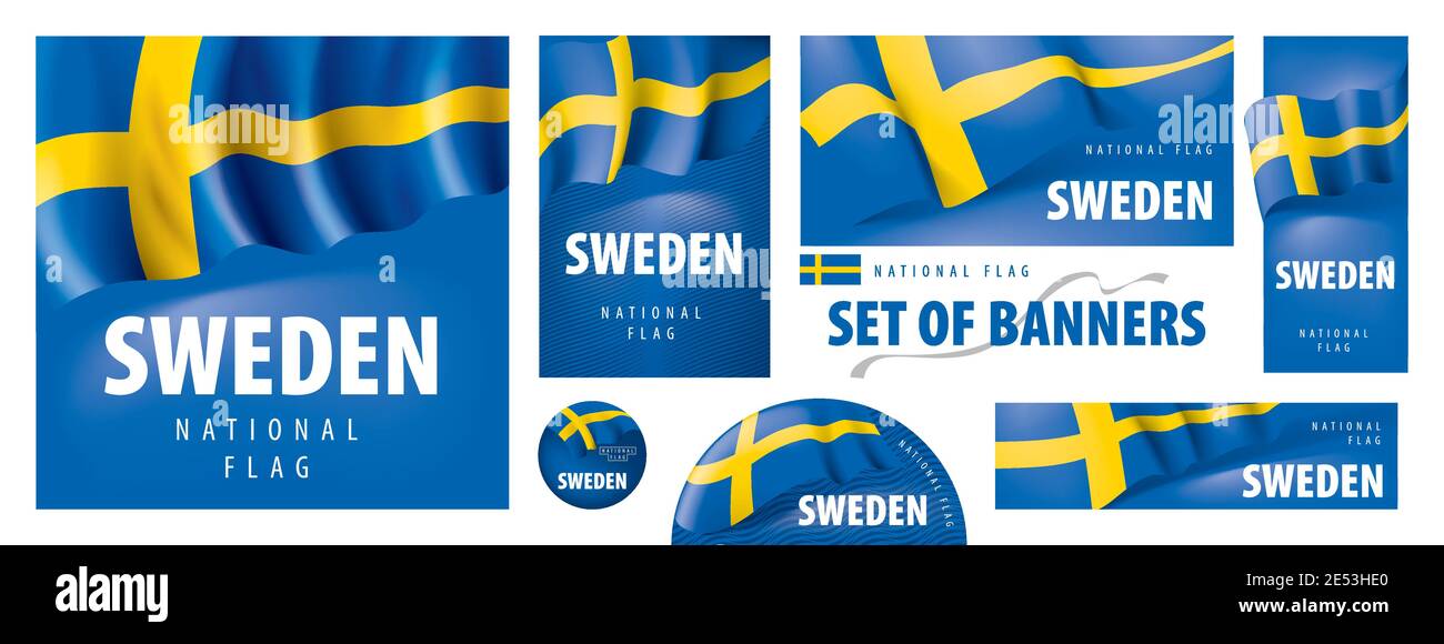Vector set of banners with the national flag of the Sweden Stock Vector ...