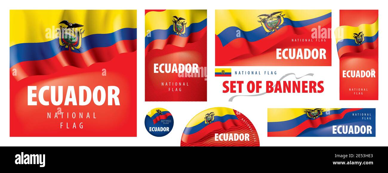 Vector set of banners with the national flag of the Ecuador Stock ...