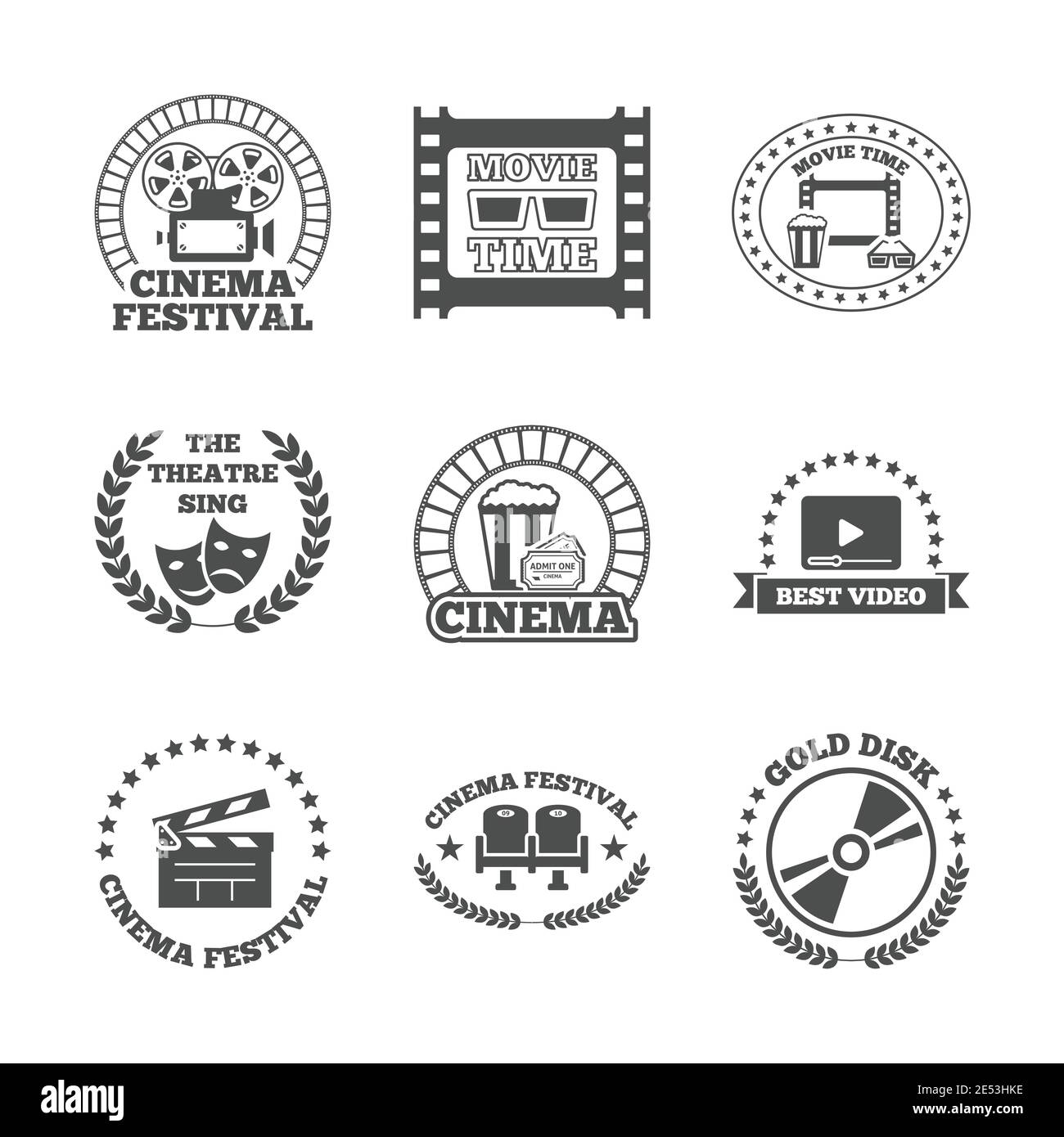 Cinema movie theater golden disk best video festival black retro style ...