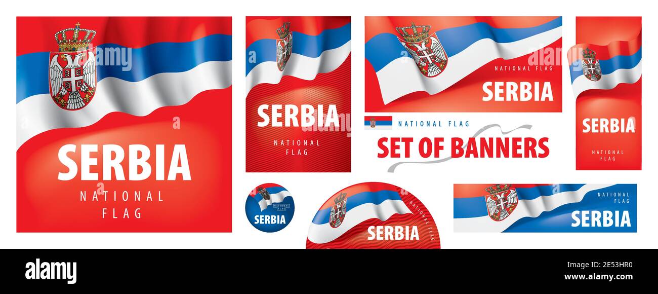 Vector set of banners with the national flag of the Serbia Stock Vector ...