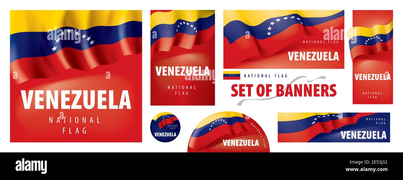 Vector set of banners with the national flag of the Venezuela Stock ...