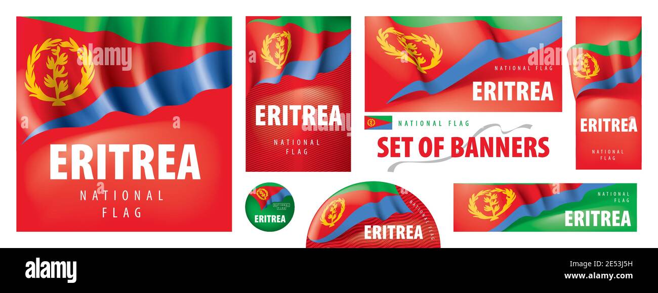 Vector set of banners with the national flag of the Eritrea Stock ...