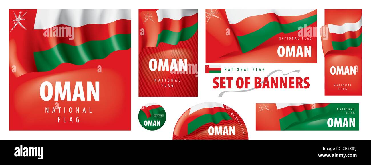 Vector set of banners with the national flag of the Oman Stock Vector ...