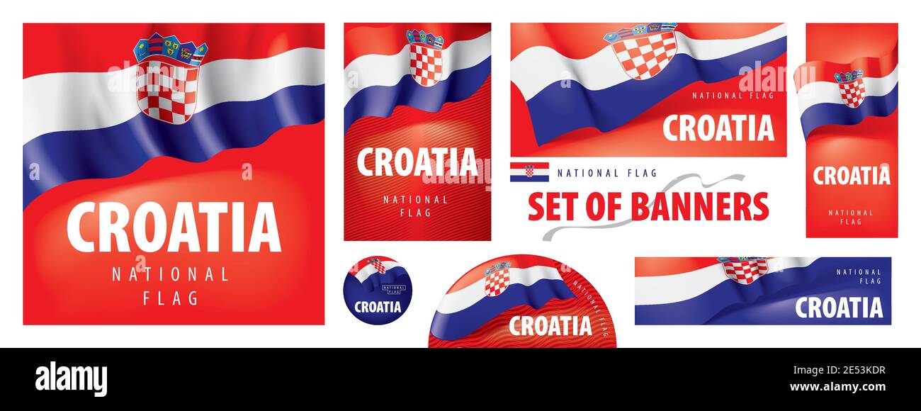 Vector set of banners with the national flag of the Croatia Stock ...