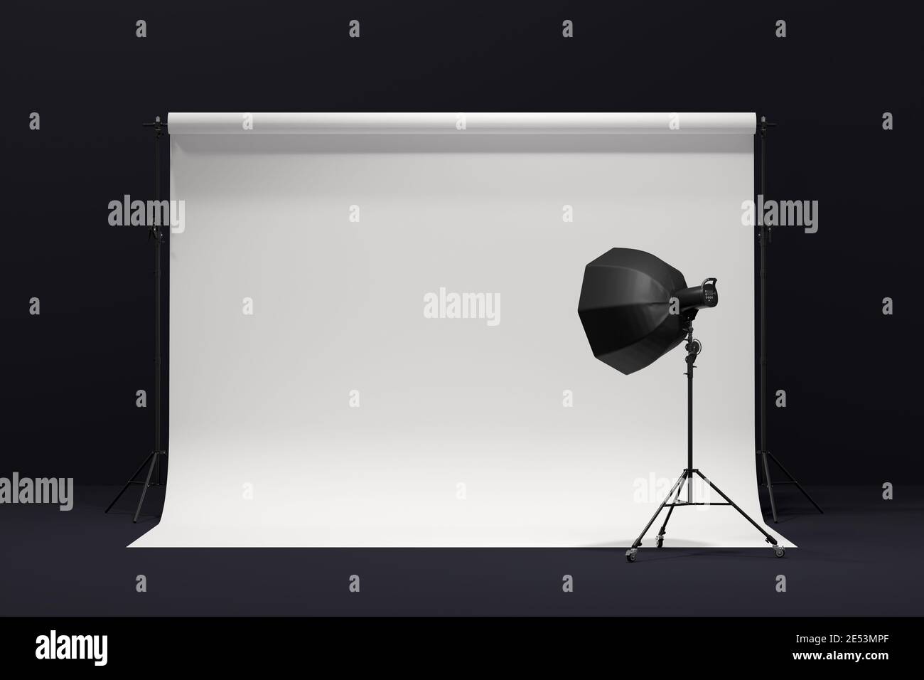 Photography photo studio with professional lighting equipment on ...