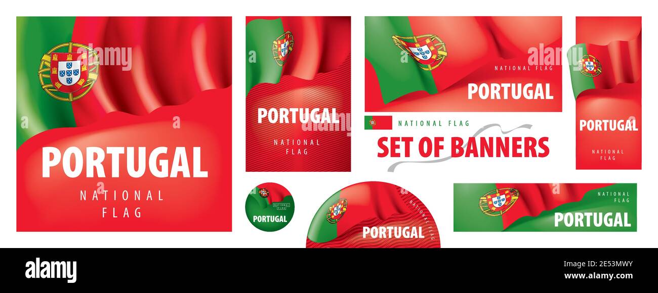 Vector set of banners with the national flag of the Portugal Stock ...