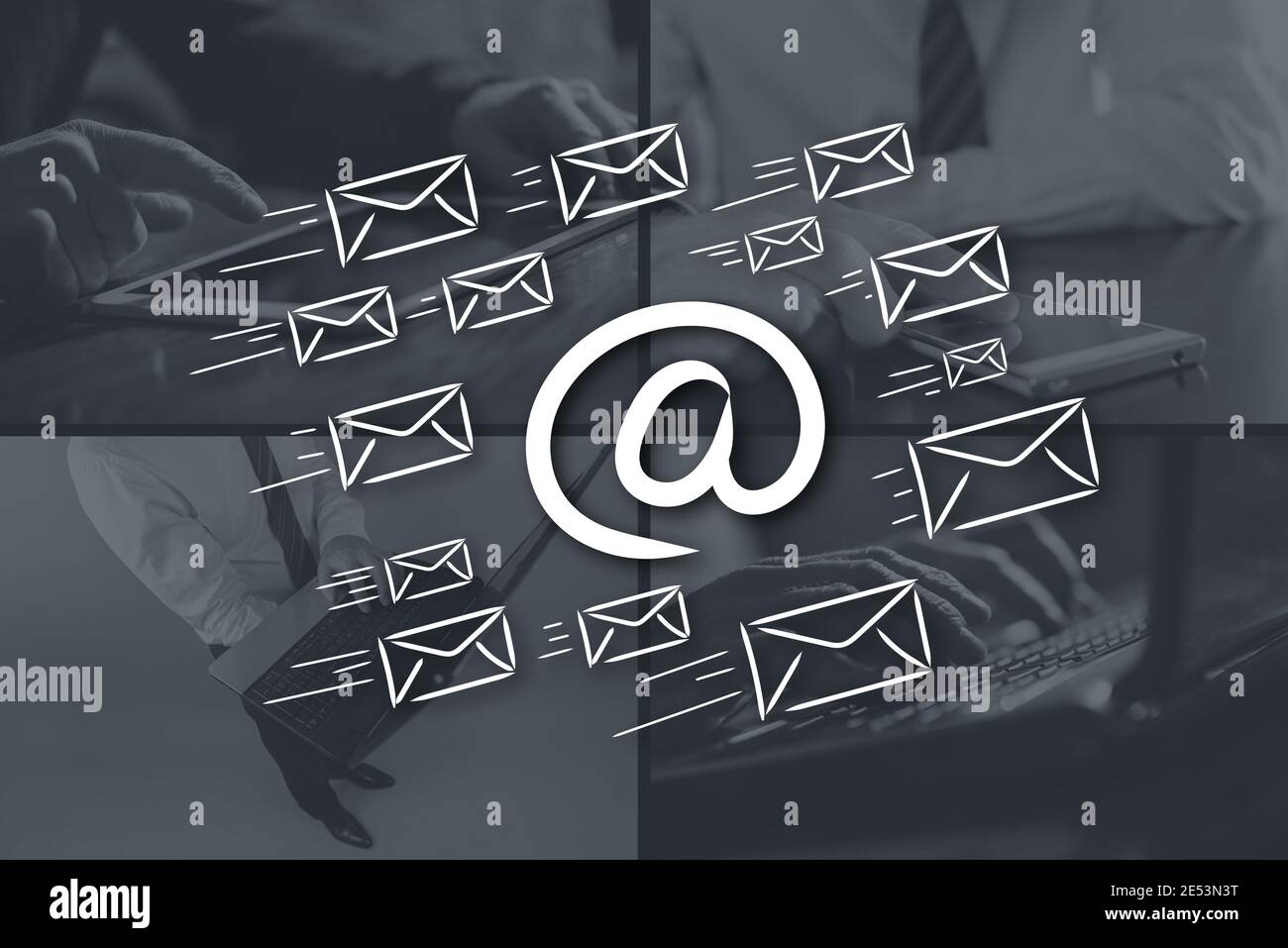 Email concept illustrated by pictures on background Stock Photo - Alamy