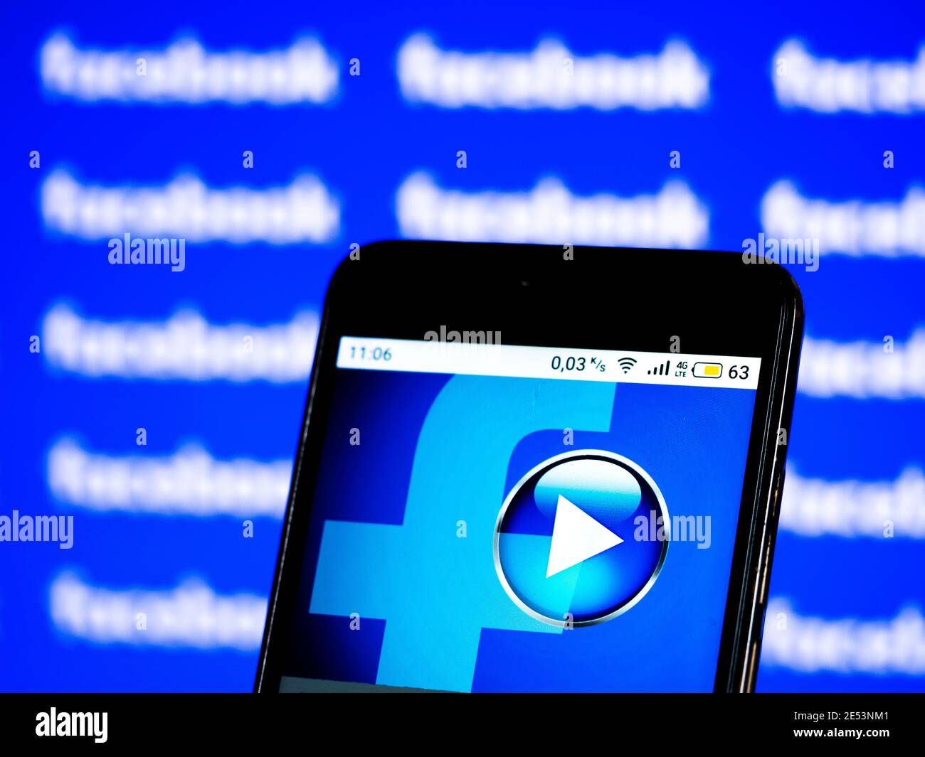 In this photo illustration a Facebook Video logo seen displayed on ...