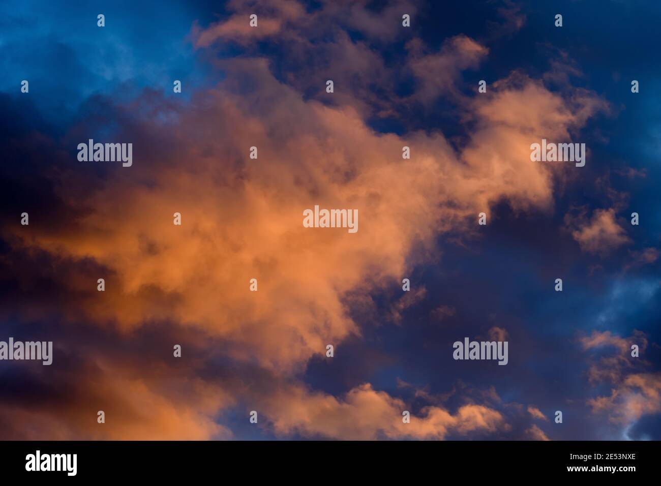 Sunset sky with orange clouds. Nature background Stock Photo - Alamy