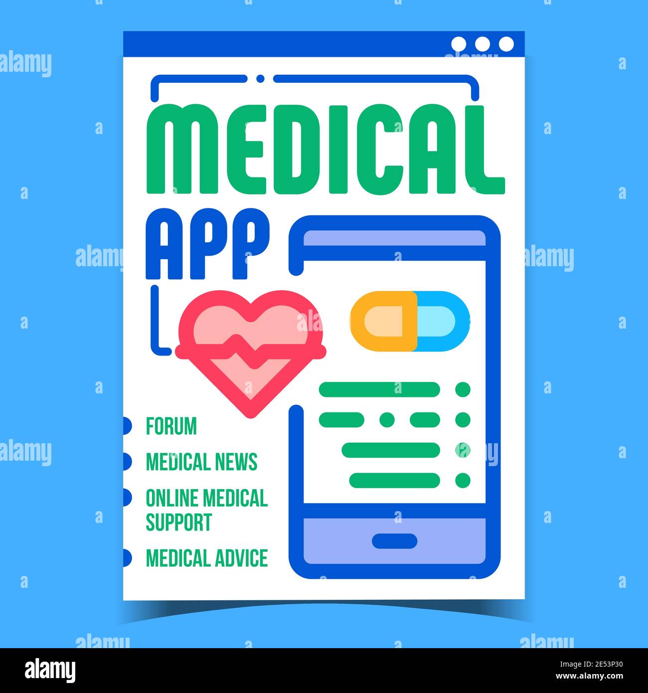 Medical App Creative Promotional Poster Vector Stock Vector Image & Art ...