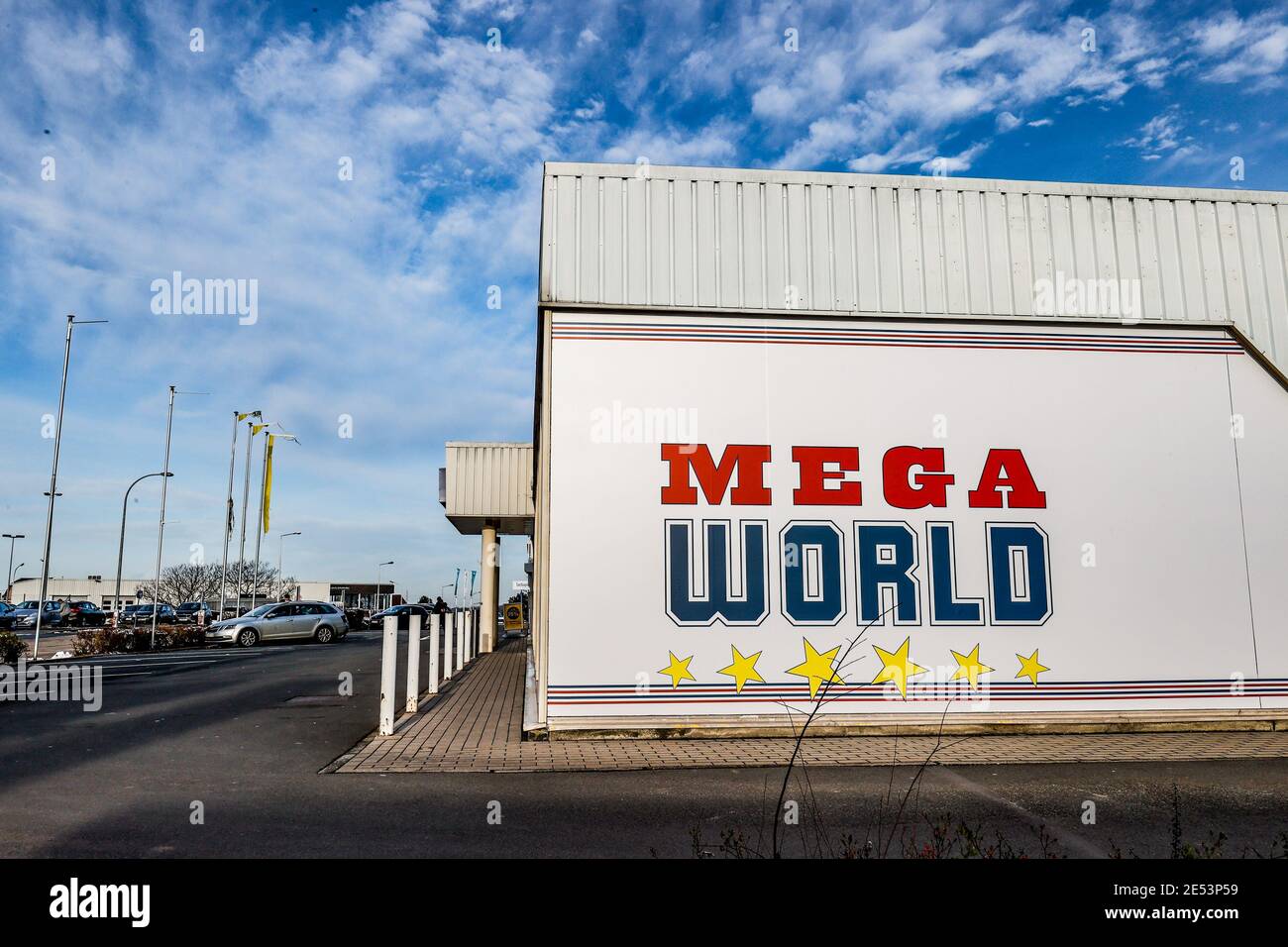 Illustration picture shows a closed Mega Store closed shop ahead of a ...